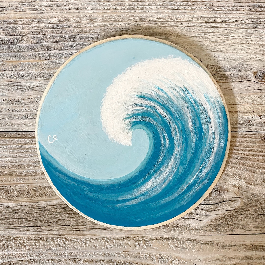 Wave Original Painting, Barrel Wave, Wall Art, Ocean Painting, Wave ...