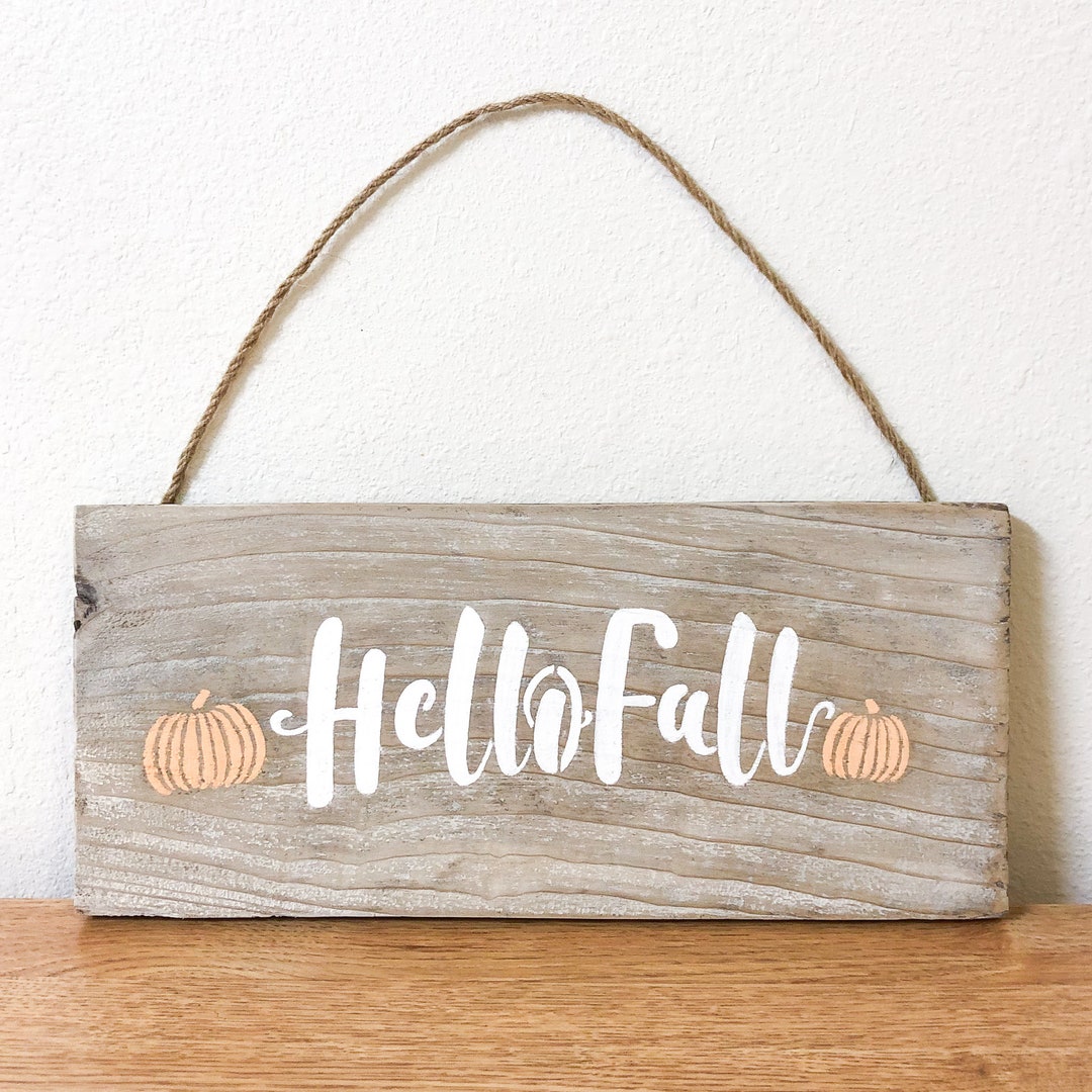Hello Fall Welcome Sign Hand Painted Pumpkin Welcome Sign - Etsy