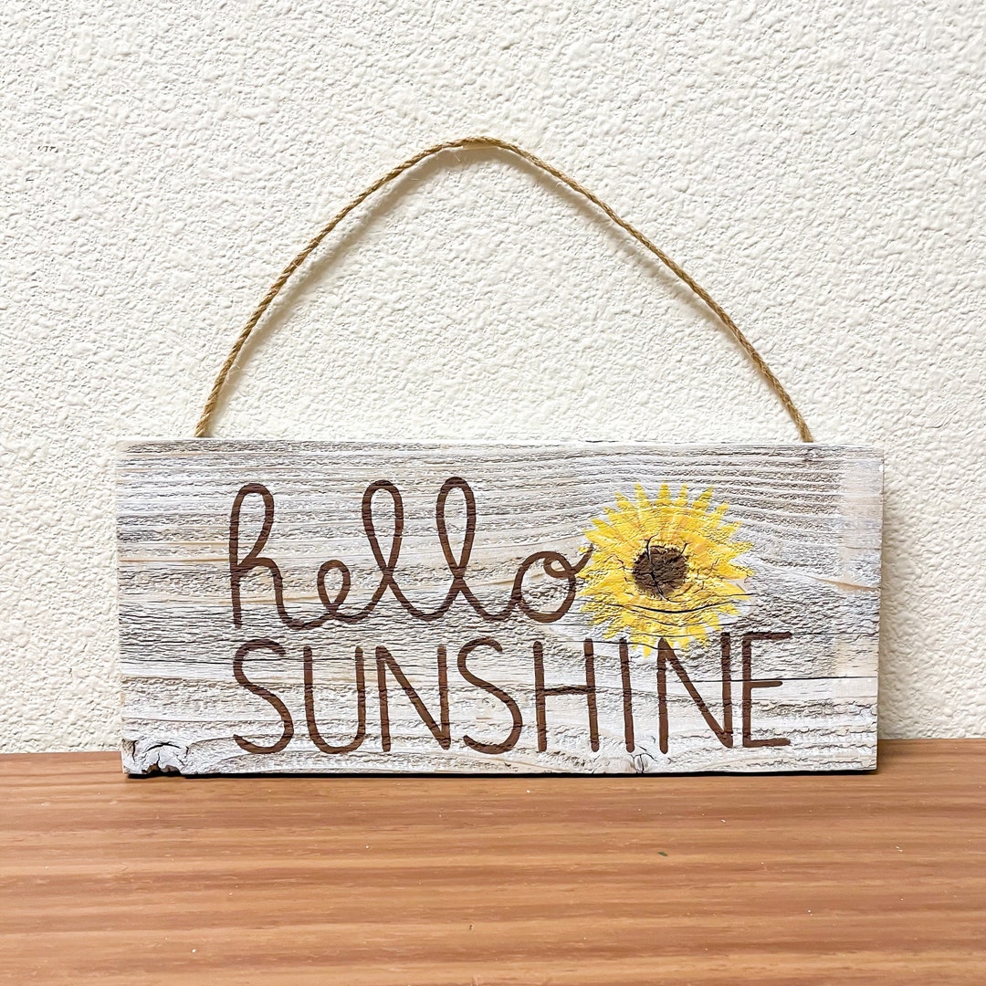 Sunflower Welcome Sign, Hello Sunshine Sign, Hand Painted Welcome Sign ...