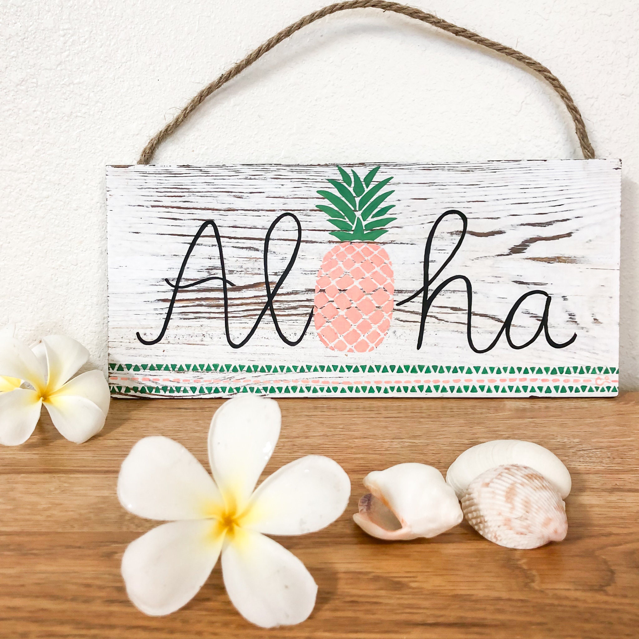 Aloha Welcome Sign, Hand Painted Pineapple Welcome Sign, Wooden Sign ...