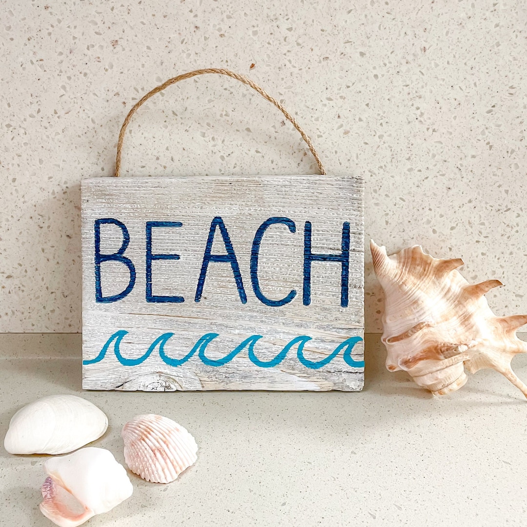 Letrero de madera de playa, letrero de madera de granero pintado a mano ...