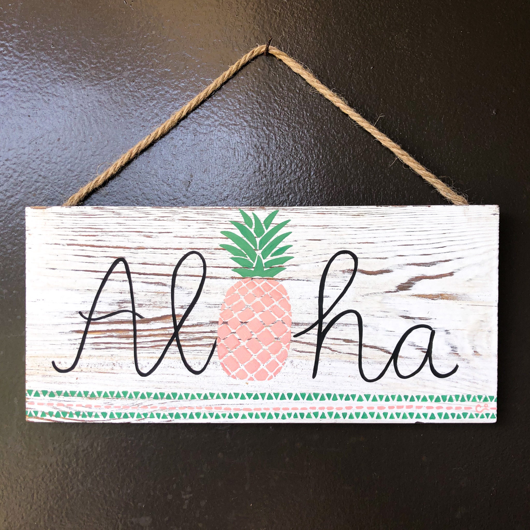 Aloha Welcome Sign, Hand Painted Pineapple Welcome Sign, Wooden Sign ...