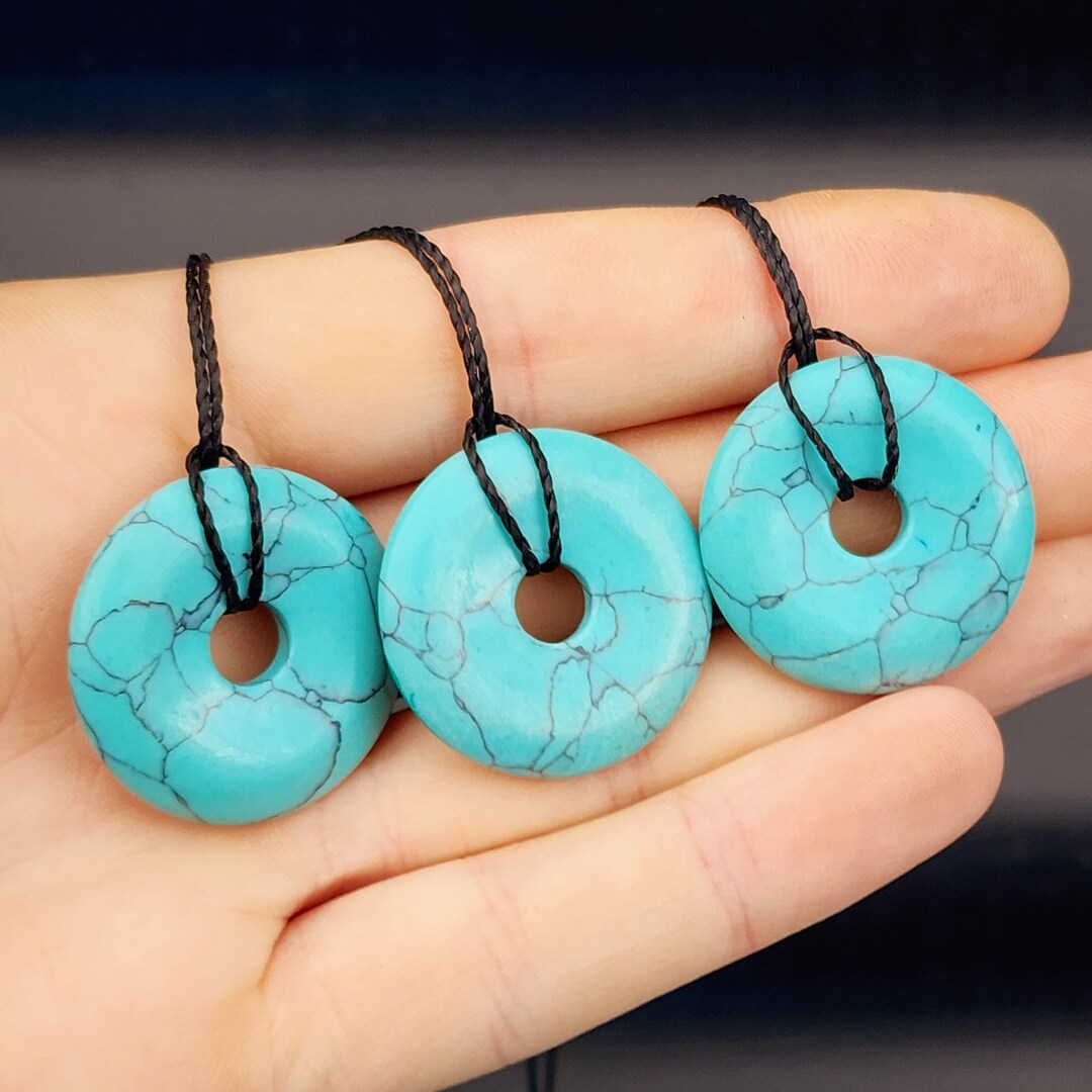 30mm Turquoise Donut Pendant Necklace - Etsy