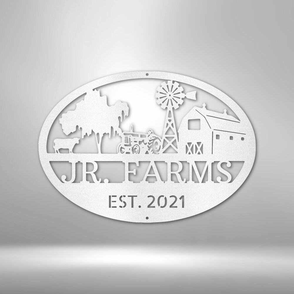 Farmhouse Barn Scene Metal Sign, Personalized Farm Wall Art, Gift for ...