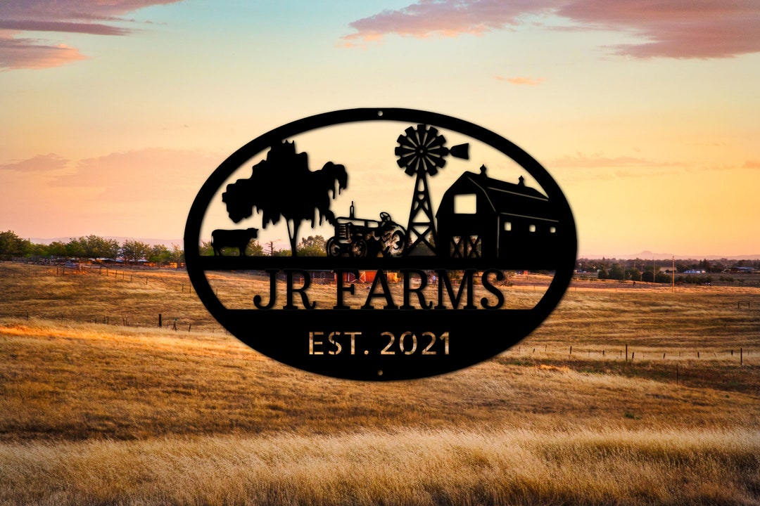 Personalized Farmhouse Metal Sign: Barn Scene Wall Art - Etsy