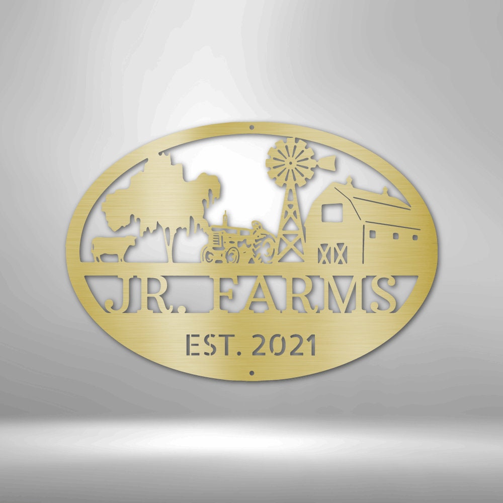 Farmhouse Barn Scene Metal Sign, Personalized Farm Wall Art, Gift for ...