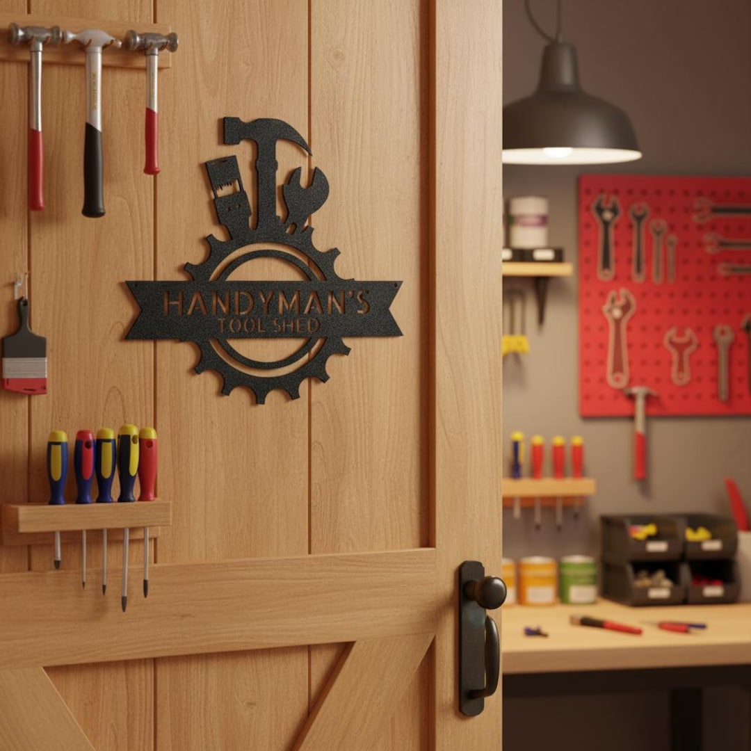 Personalized Handyman Shop Sign: Laser Cut Steel Garage Decor - Etsy