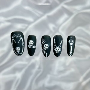 Halloween Press on Nails, Skeleton Nails, Spooky Nails, Scary Nails ...