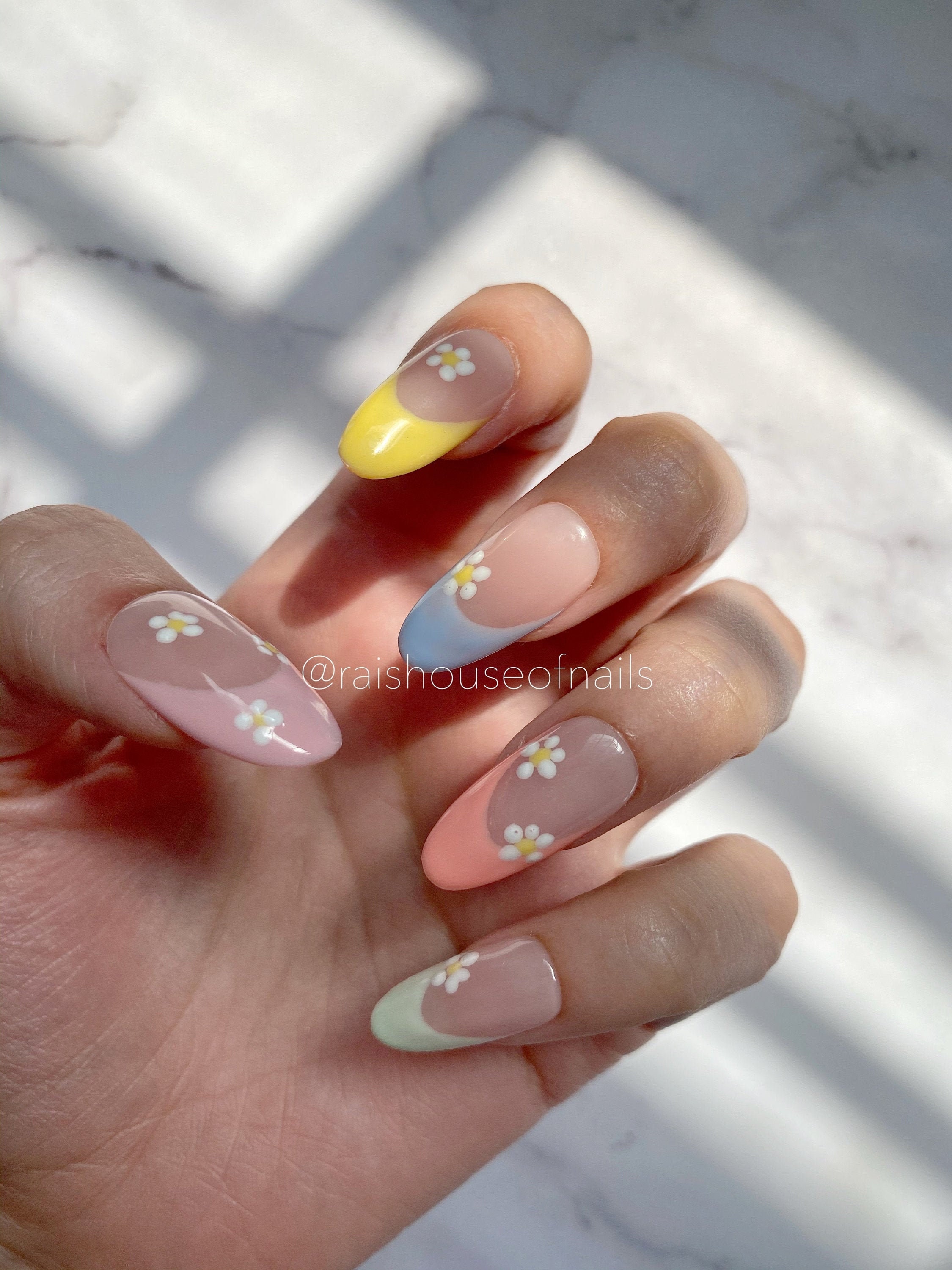 Jewelry & Beauty Hand Painted Pastel French Tips| French Tip Press on ...