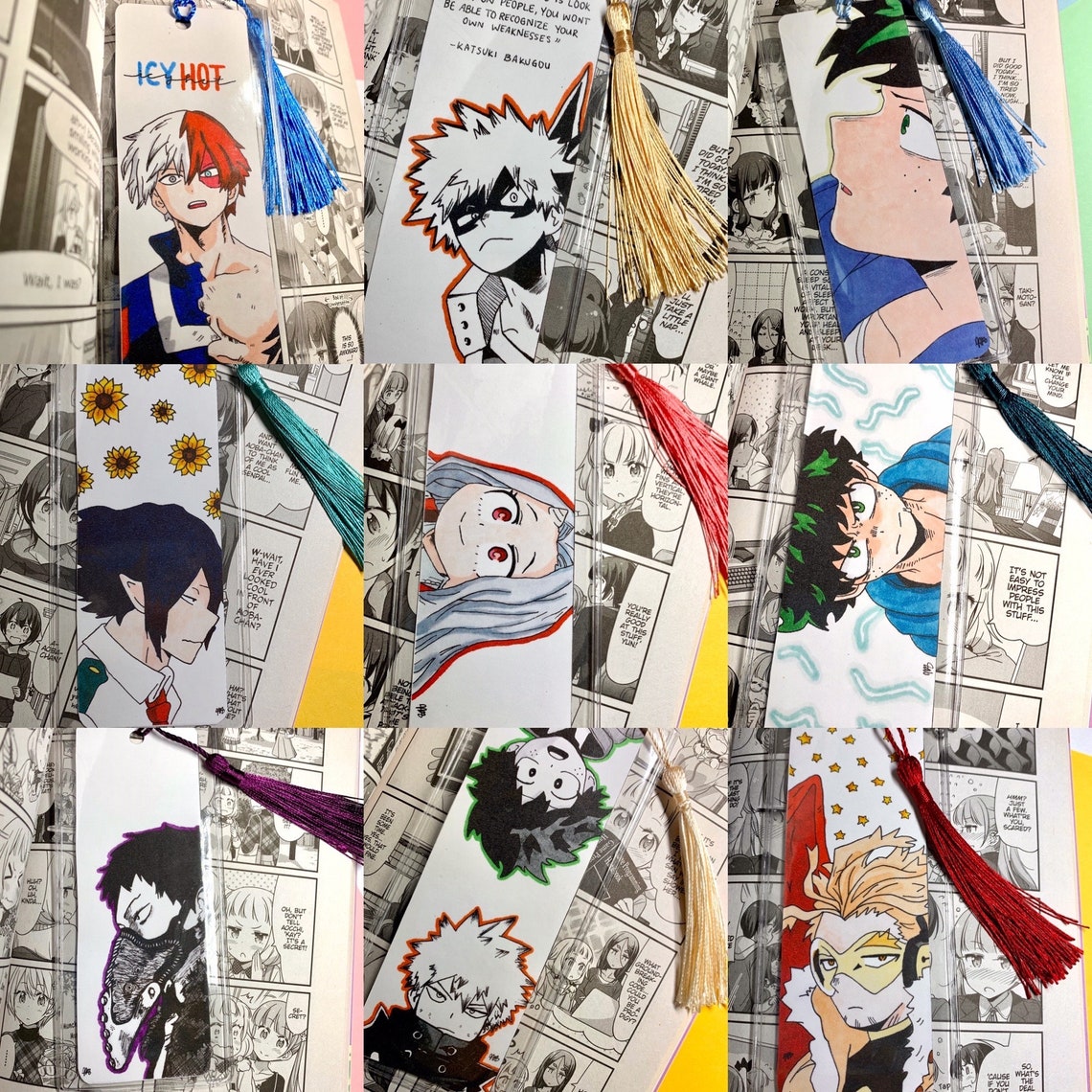 MHA Bookmarks dekubakugoutodoroki etc. | Etsy