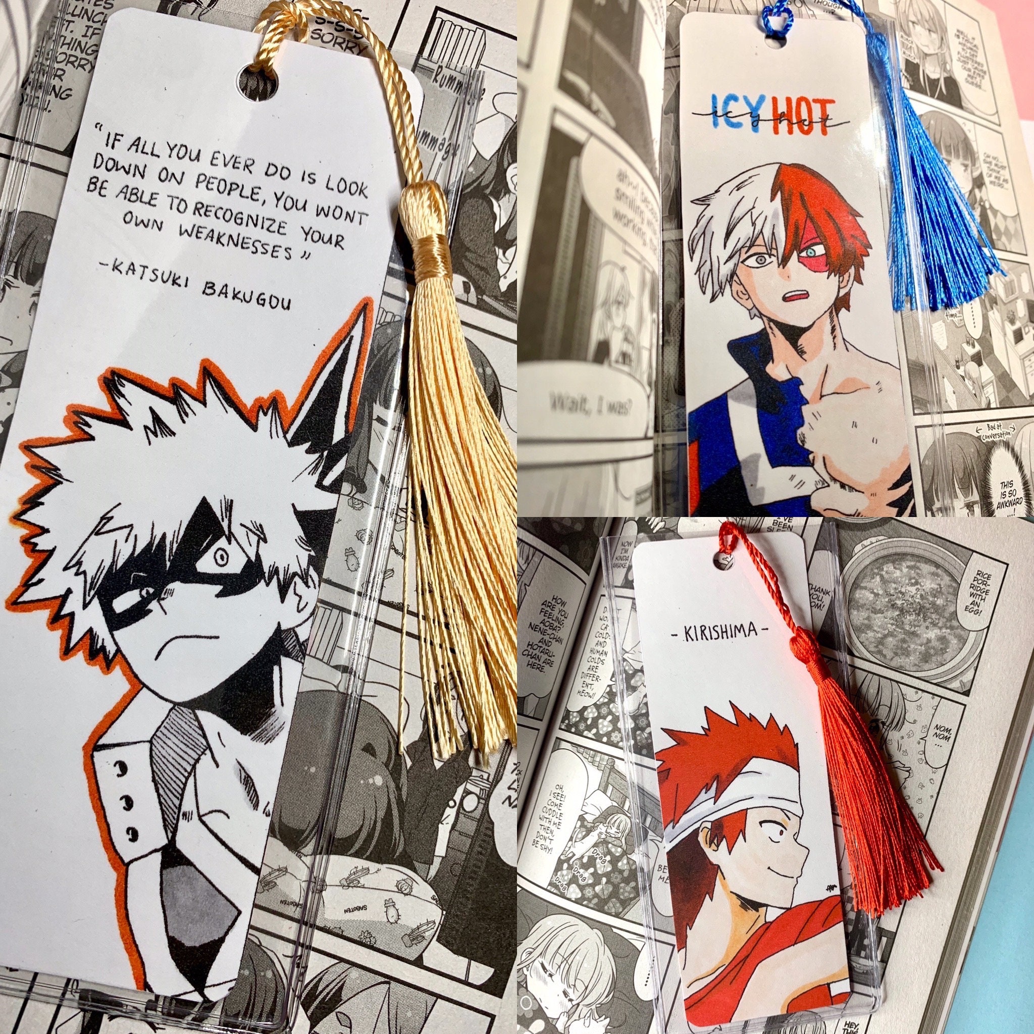 MHA Bookmarks dekubakugoutodoroki etc. | Etsy
