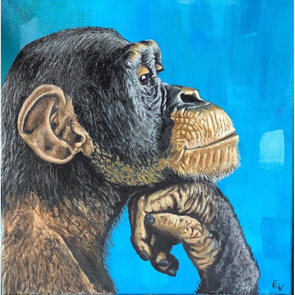 Chimpanzee Painting - Etsy
