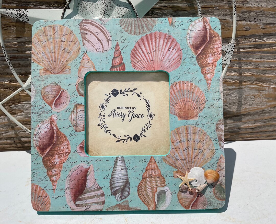 Coastal Beachy Frame-photo Framedecoupaged Square - Etsy