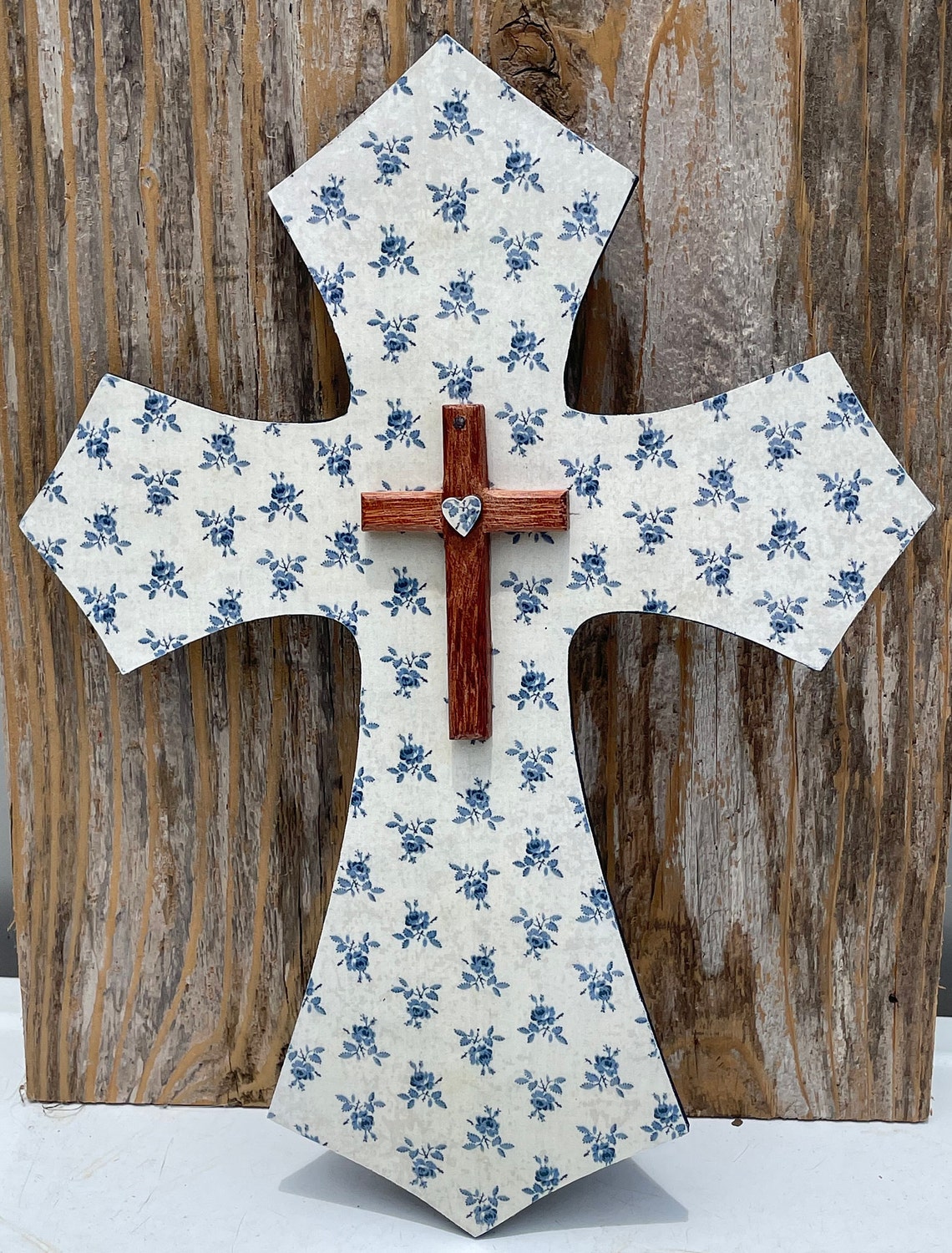 Cross Decoupaged Cross Farmhouse Decor Inspirational Wall - Etsy