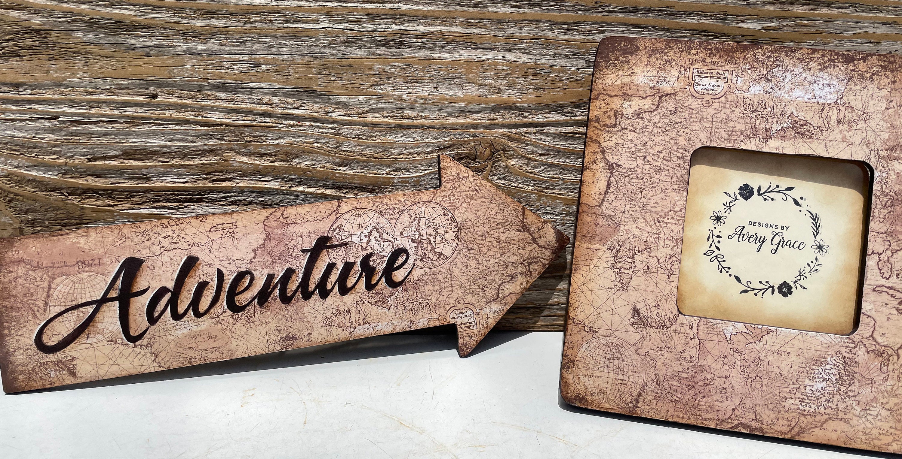 Adventure Travel Arrow Travel Map Vacation Decoupaged Picture - Etsy