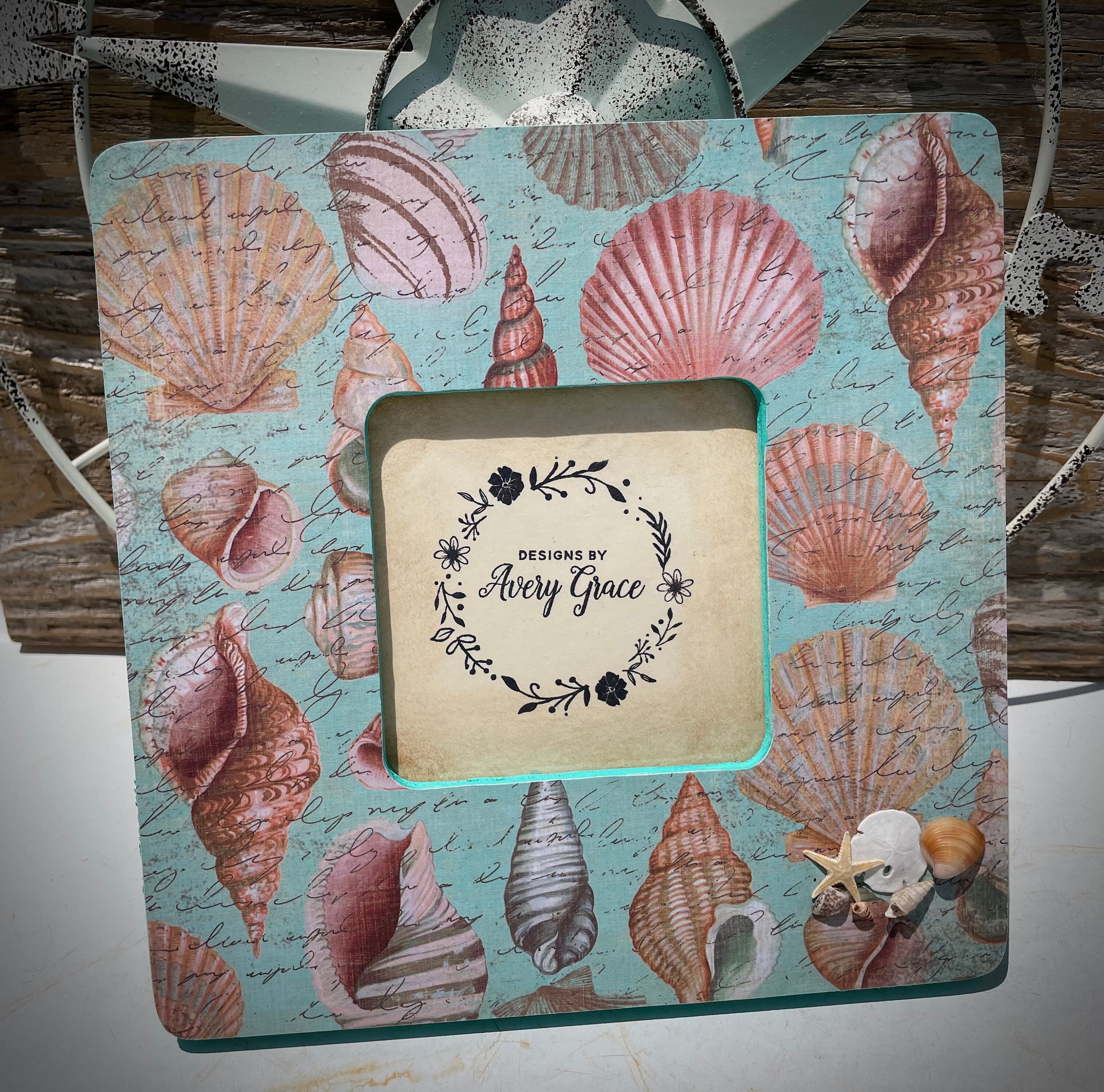 Coastal Beachy Frame-photo Framedecoupaged Square - Etsy