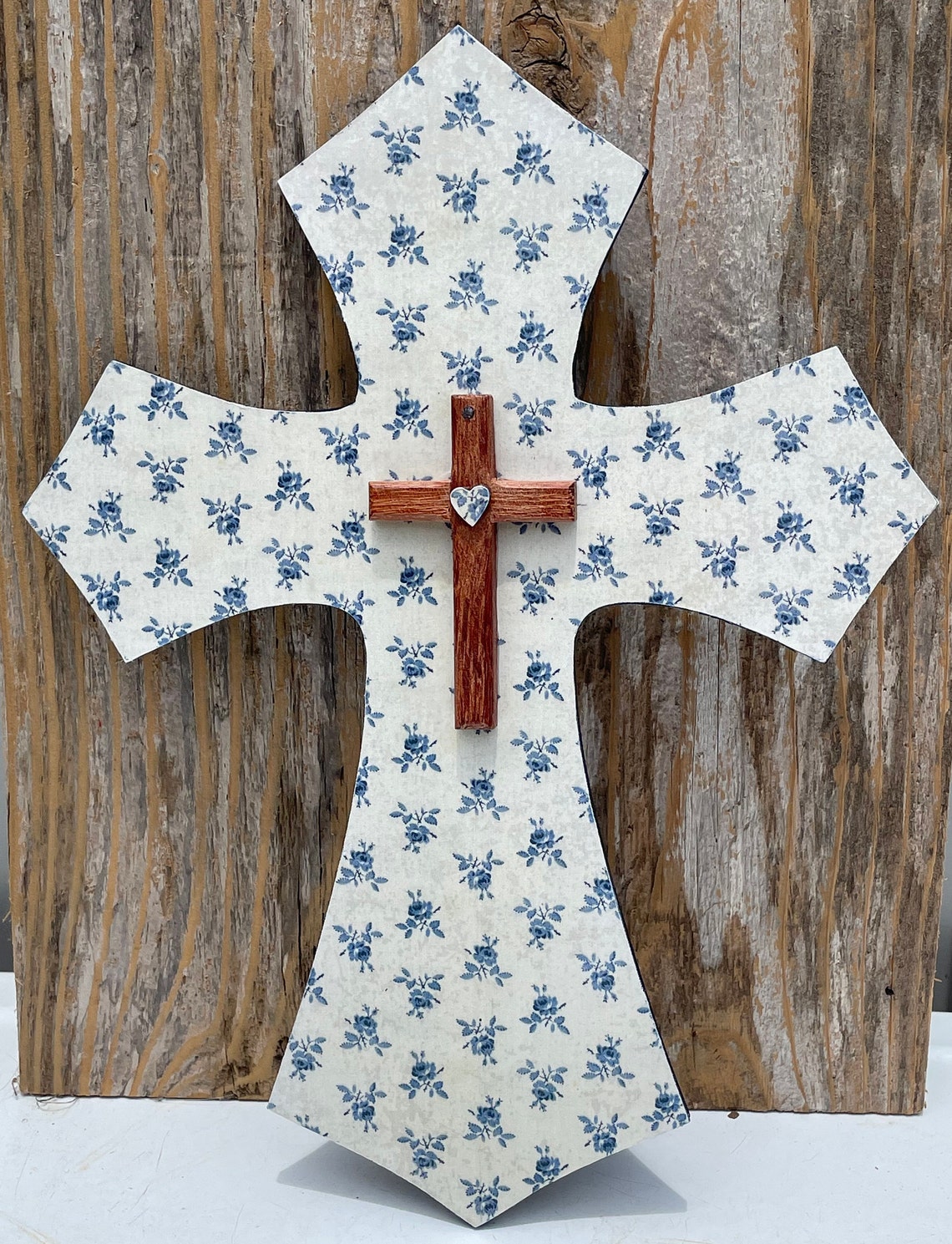 Cross Decoupaged Cross Farmhouse Decor Inspirational Wall - Etsy