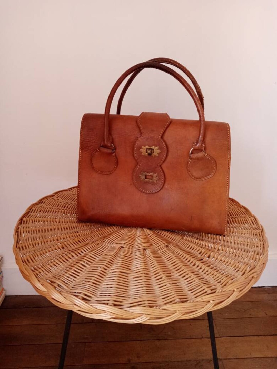 Vintage French Fawn Leather Handbag - Etsy