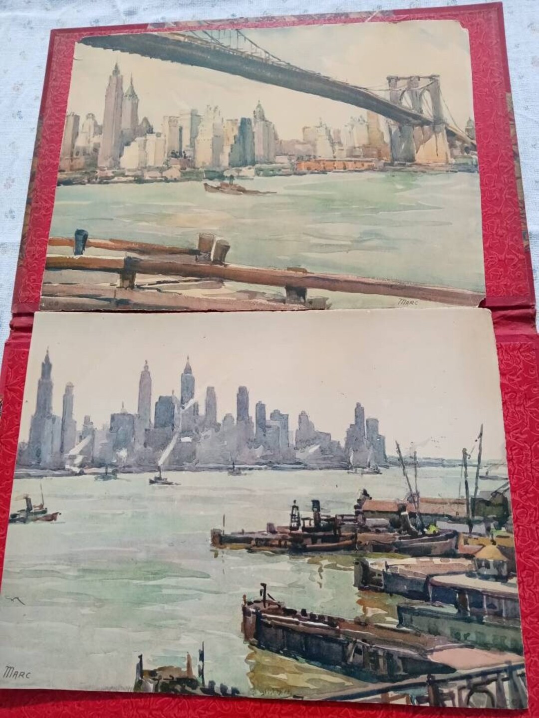 Pair of Markovitch Lithographs Seen From New York Printed in ...