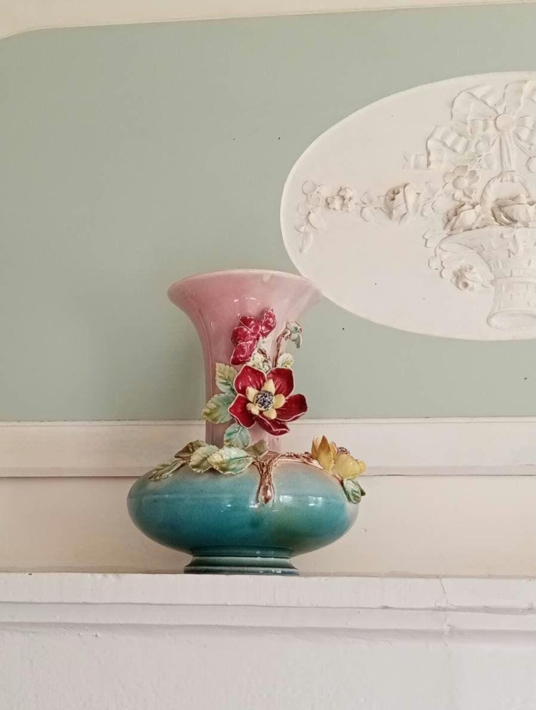 Barbotine Art Nouveau Earthenware Vase 1900 With Majolica Flower ...