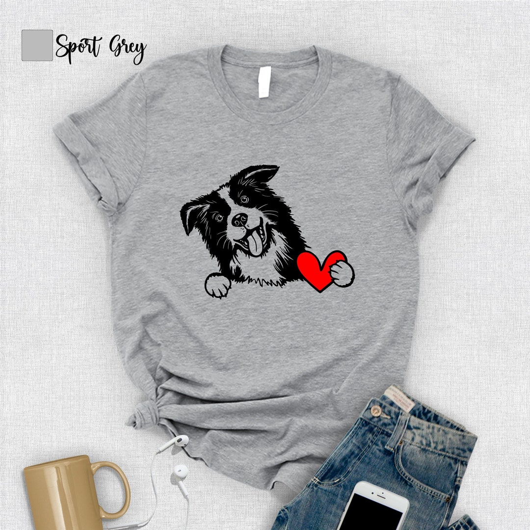 Border Collie With Heart Shirt, Border Collie Christmas T-shirt, Unique ...