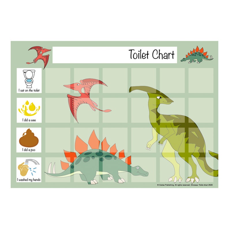 Dinosaur Potty Toilet Training Sticker Chart for Toddlers by Cerise ...