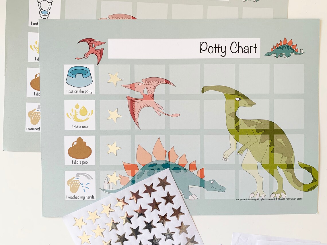 Dinosaur Potty Toilet Training Sticker Chart for Toddlers by | Etsy