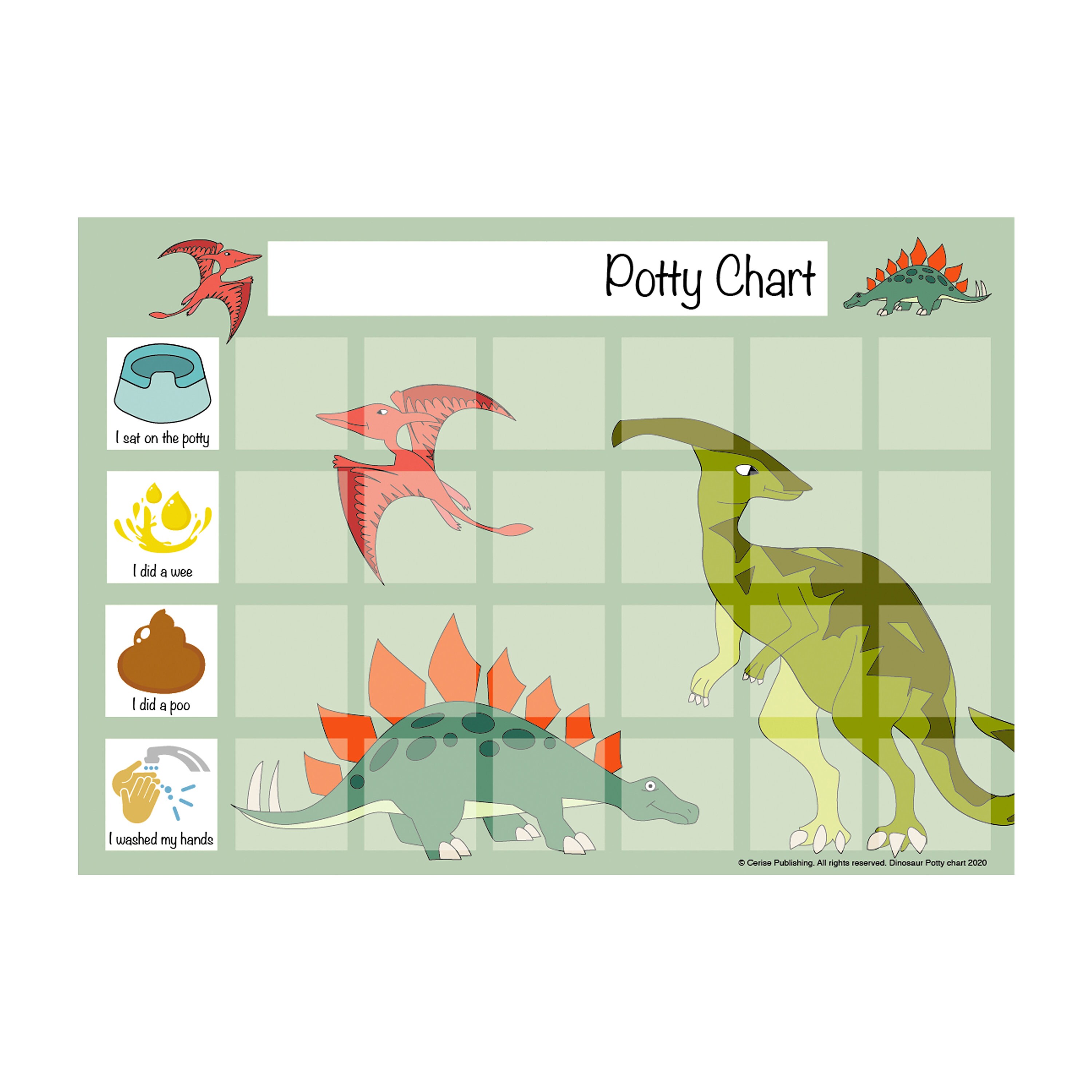 Dinosaur Potty Toilet Training Sticker Chart for Toddlers by Cerise ...