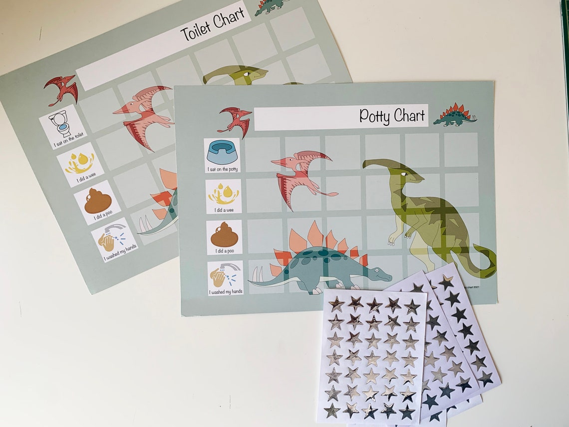 Dinosaur Potty Toilet Training Sticker Chart for Toddlers by | Etsy