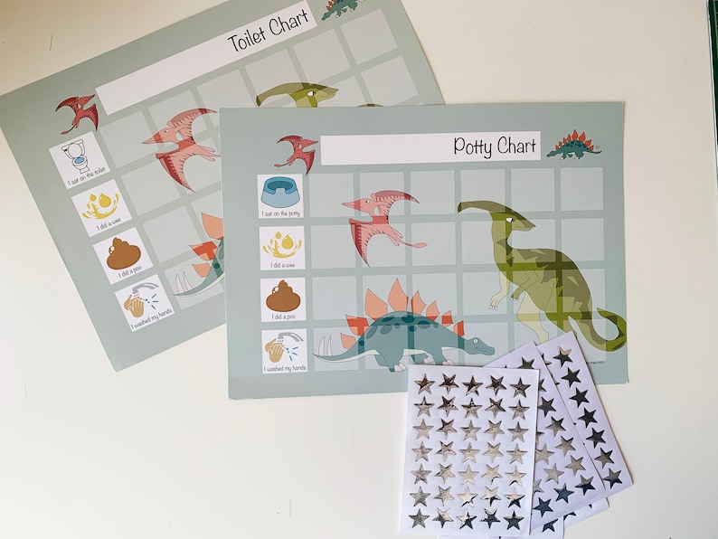 Dinosaur Potty Toilet Training Sticker Chart for Toddlers by Cerise ...