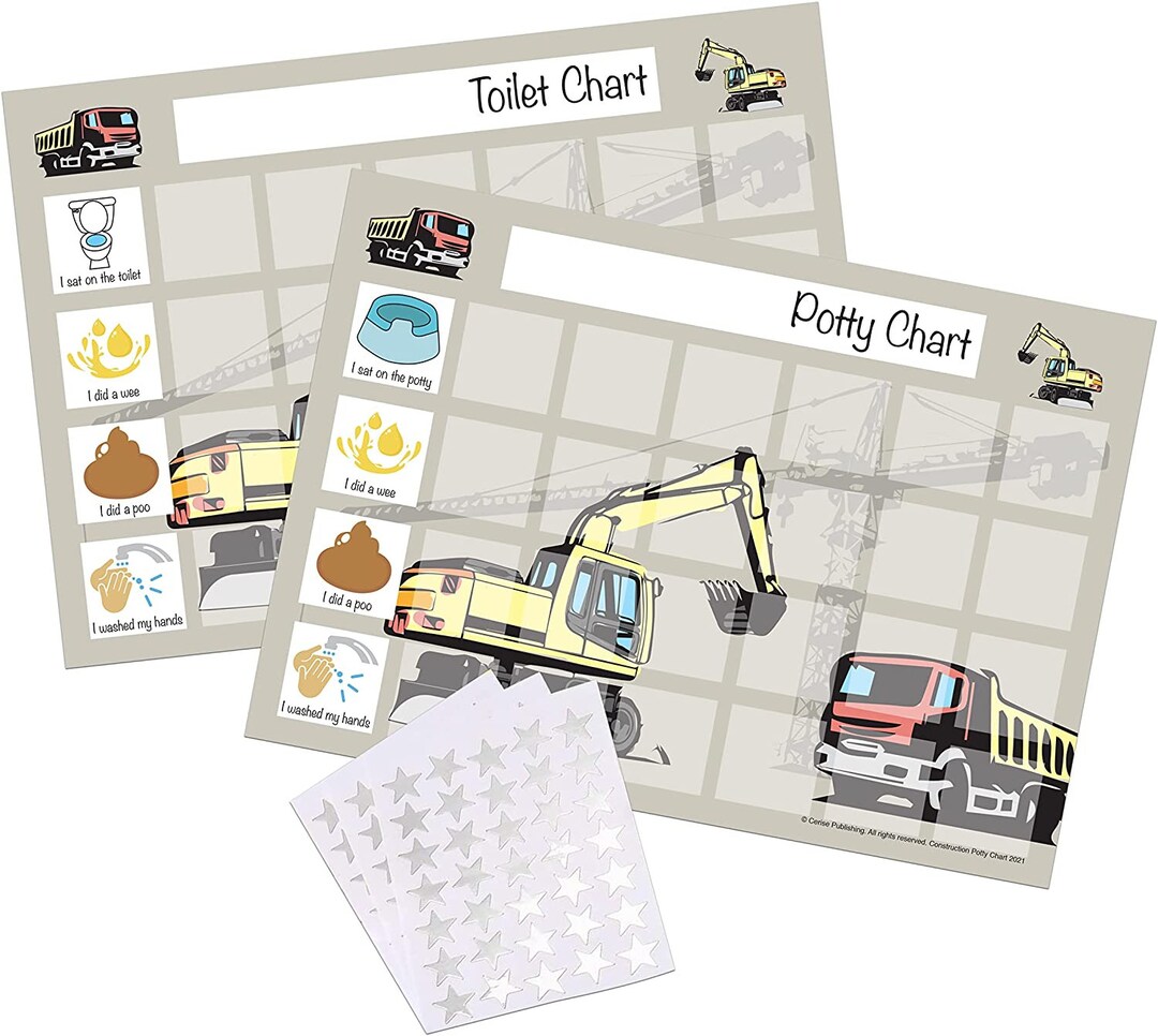 Digger Potty Toilet Training Sticker Chart for Toddlers by Cerise ...
