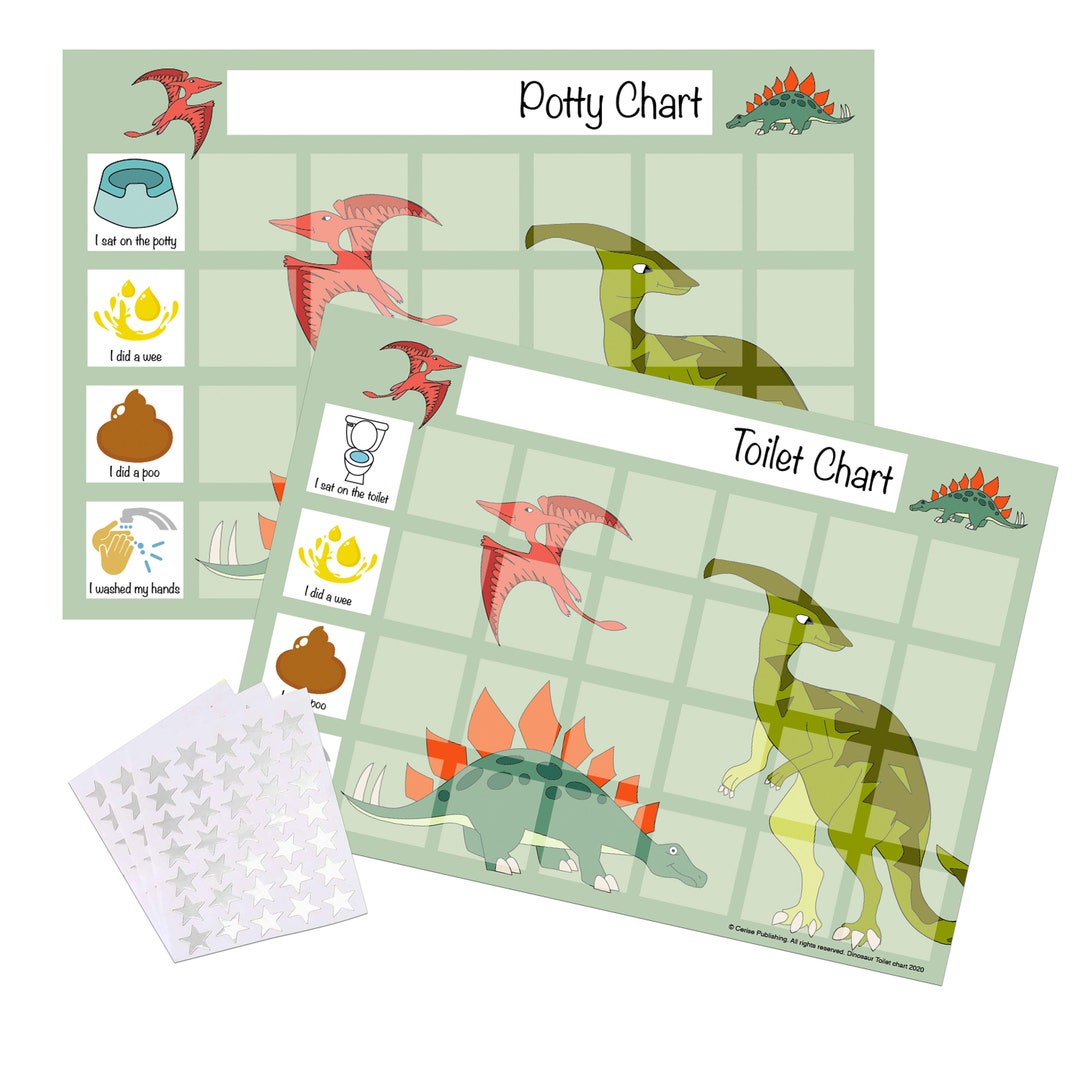 Dinosaur Potty Toilet Training Sticker Chart for Toddlers by Cerise ...