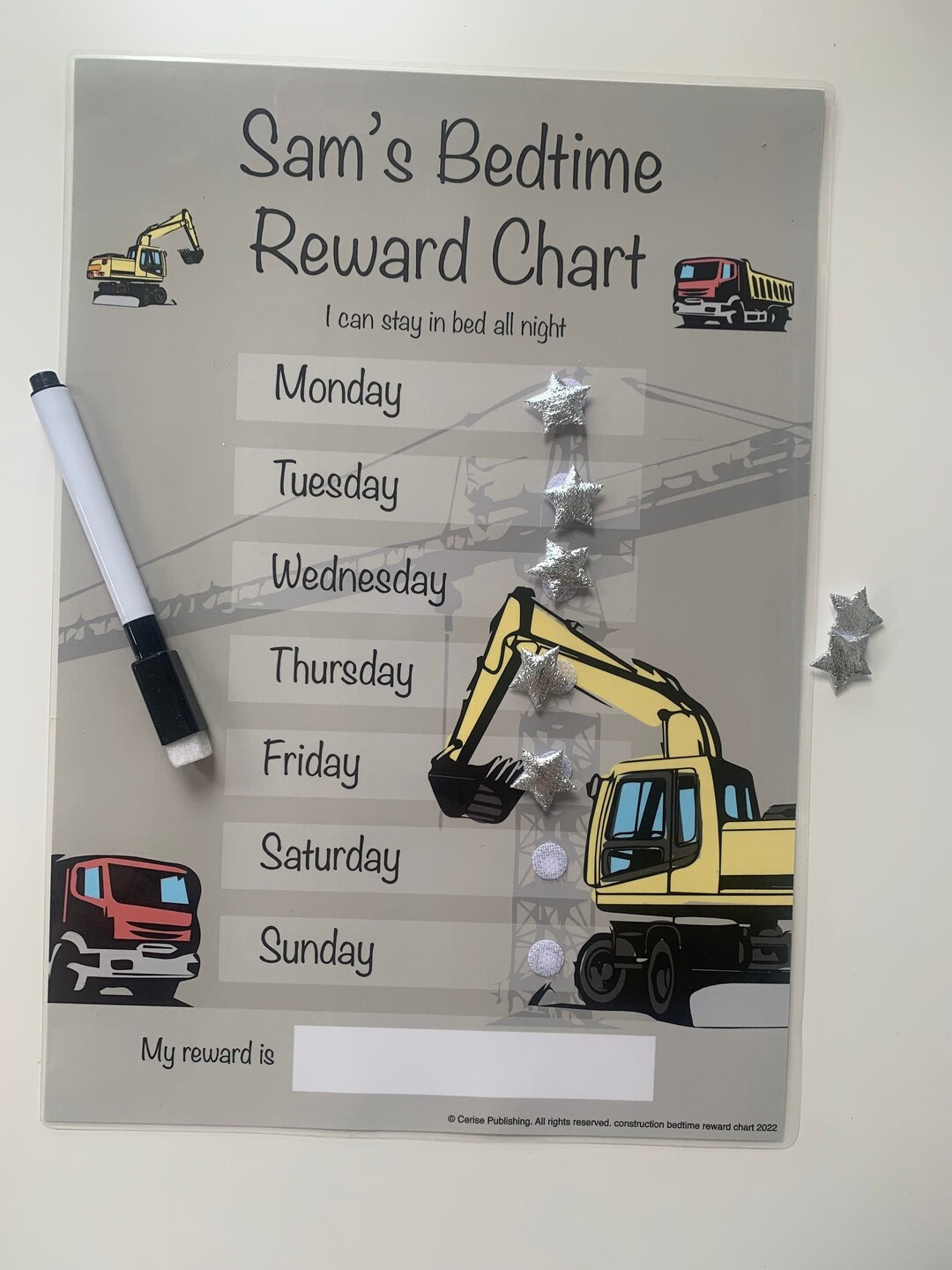 Digger Discovery: A4 Construction-themed Bedtime Reward Chart for ...