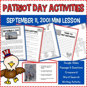 Patriot Day September 11 No Prep Activities Mini Lesson Worksheet and ...