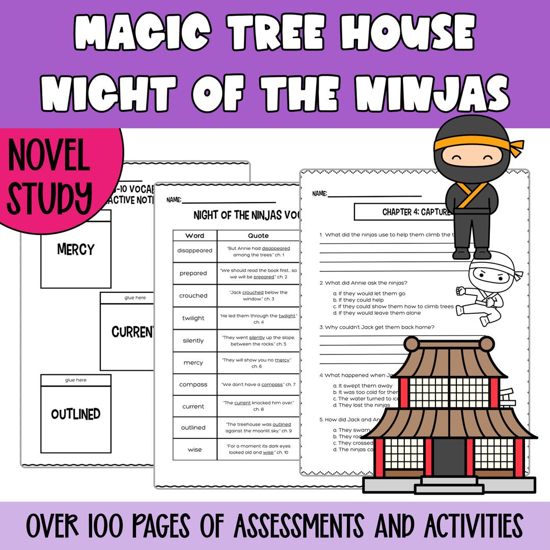 Magic Tree House - Night of the Ninjas Novel Study - Worksheets ...