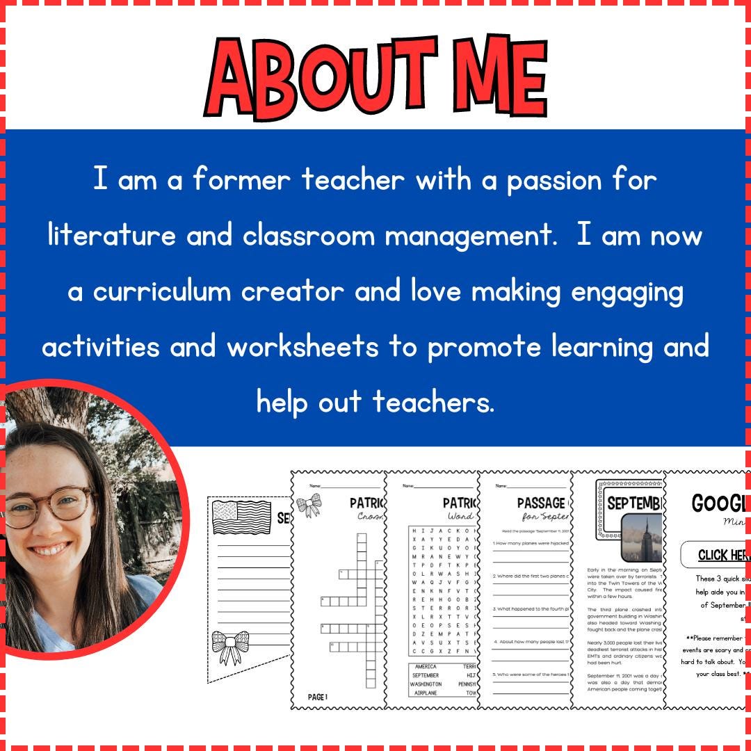 Patriot Day September 11 No Prep Activities Mini Lesson Worksheet and ...