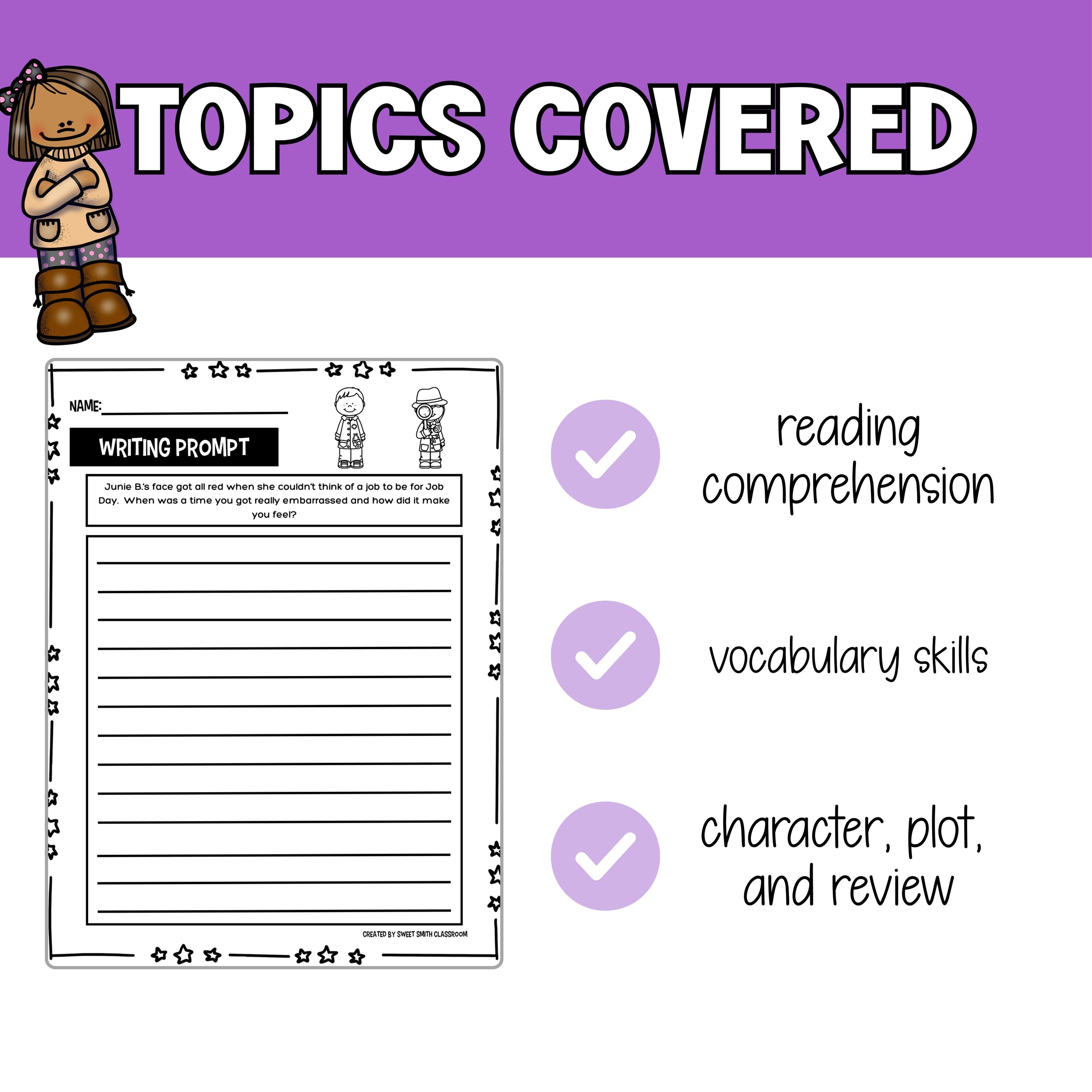 Junie B. Jones Novel Study Bundle: First 5 Books, Reading Comprehension ...