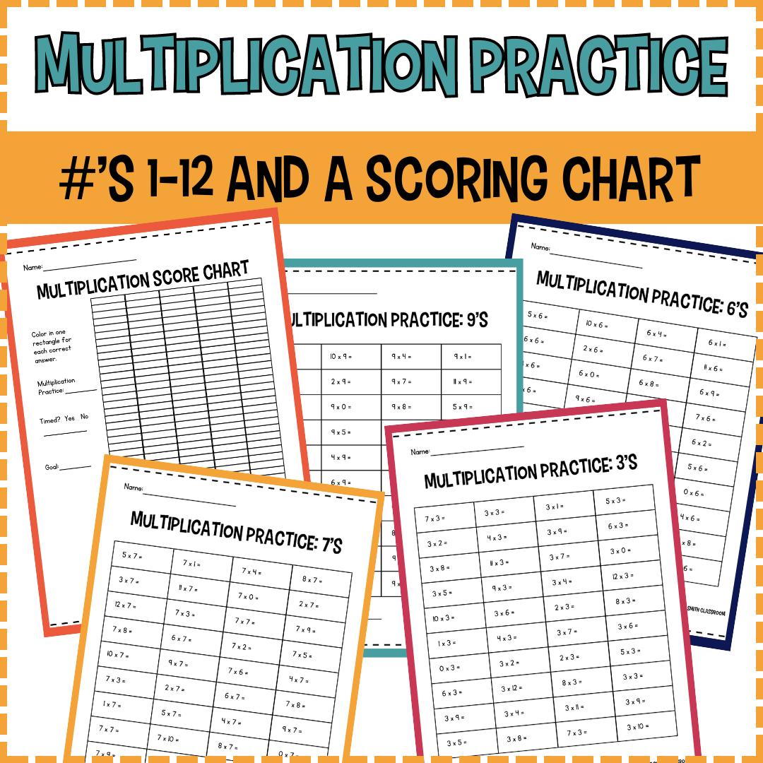 Multiplication Practice Fluency With Timed Tests and Score Charts Math ...