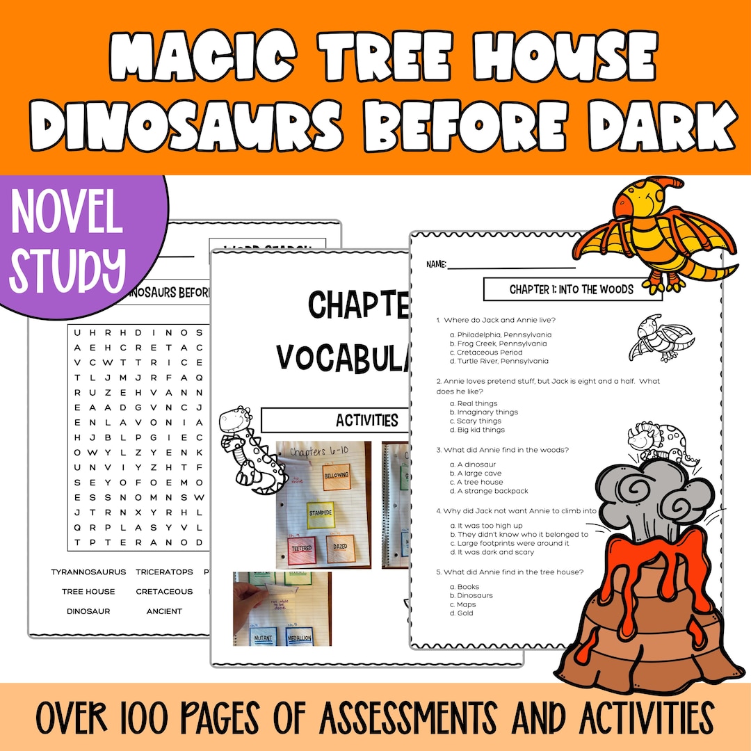 Magic Tree House: Dinosaurs Before Dark Novel Study (no Prep Worksheets ...