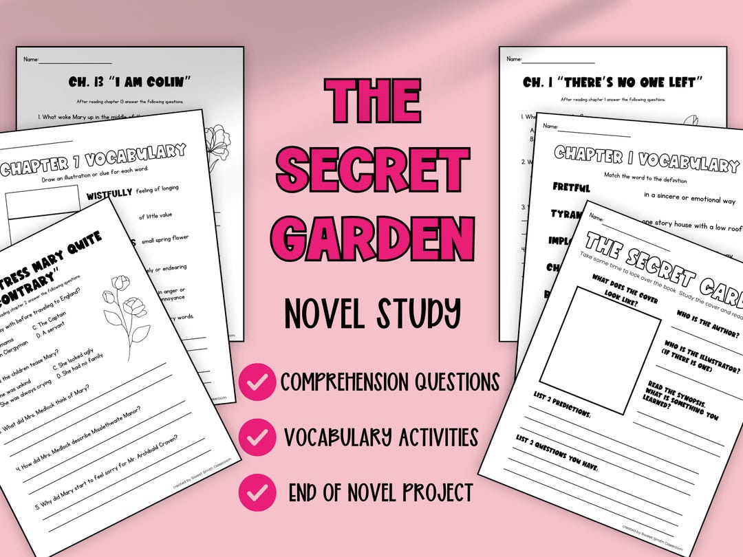 The Secret Garden Novel Study | Comprehension Questions, Vocabulary ...