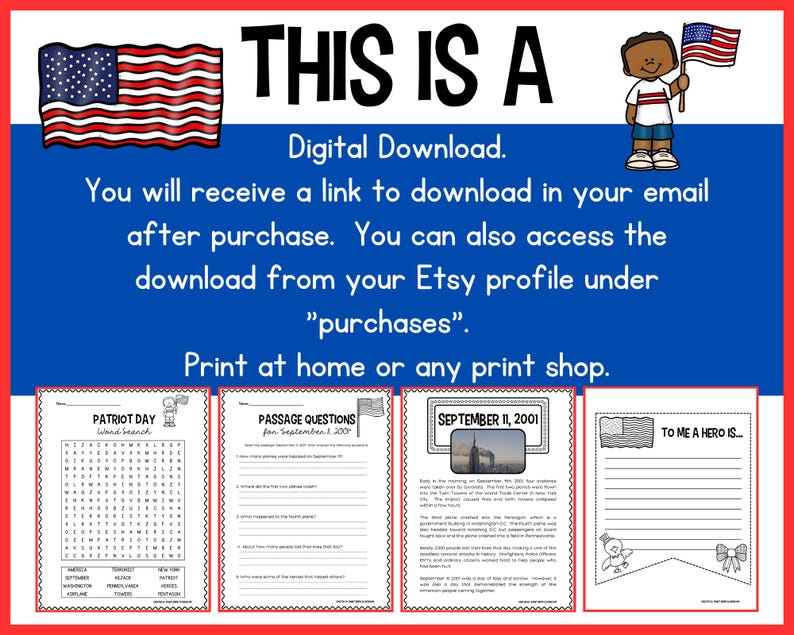 Patriot Day | September 11 | No Prep Activities | Mini Lesson ...