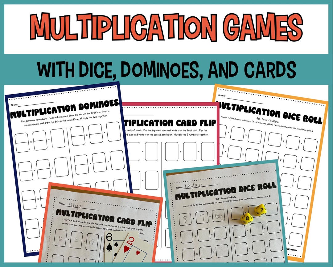 Multiplication Games | Dice, Dominoes, Deck of Cards | Multiplication ...