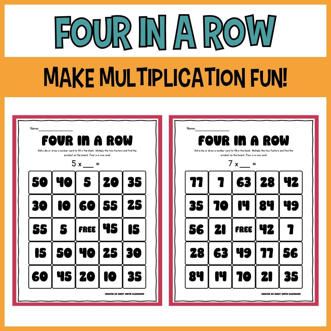 Multiplication Games | Four in a Row | Multiplication Practice ...
