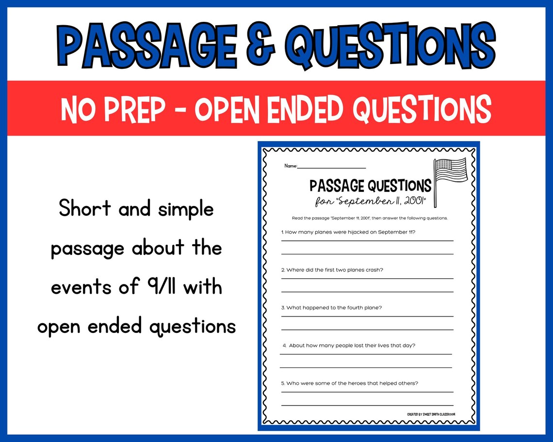 Patriot Day | September 11 | No Prep Activities | Mini Lesson ...