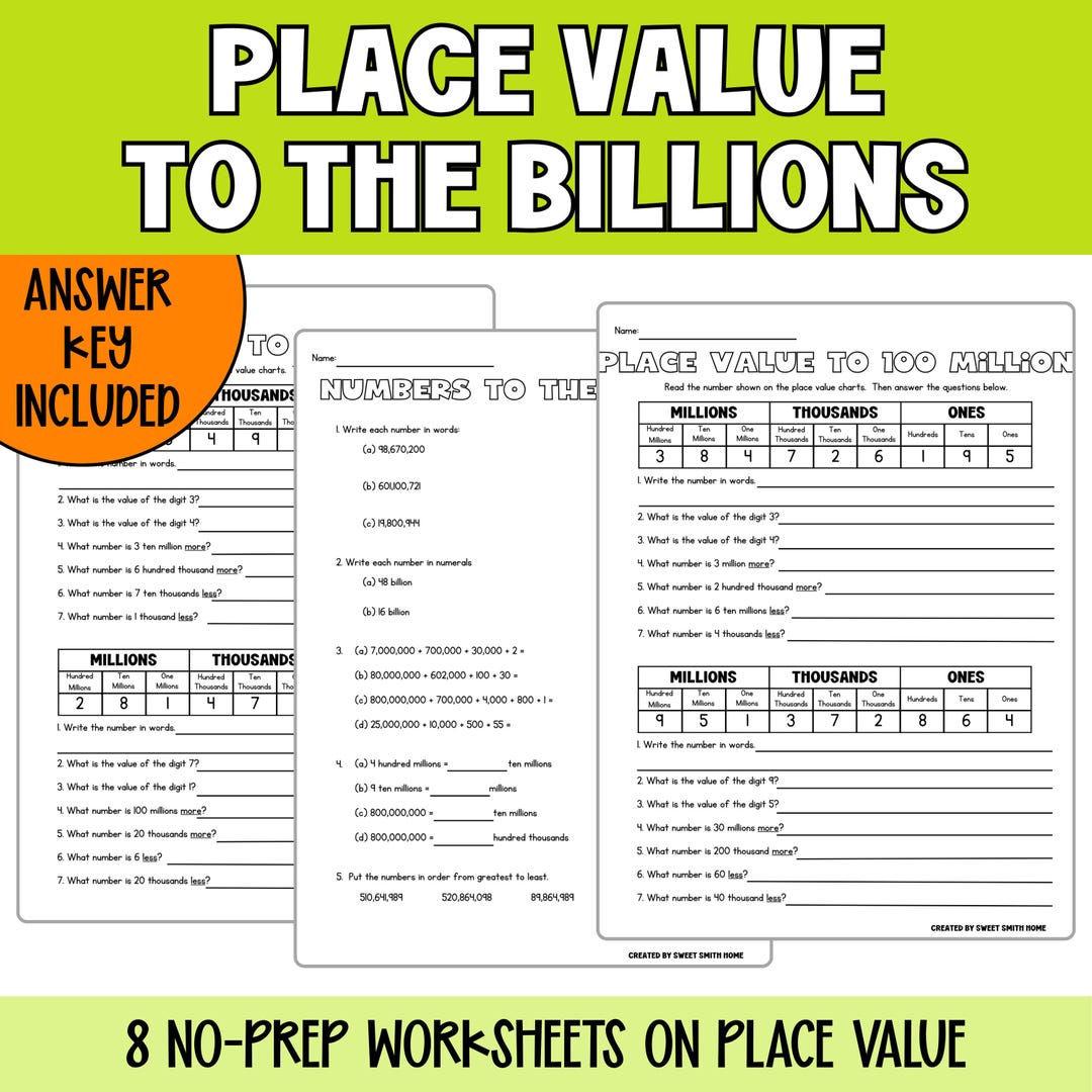 Place Value Worksheets - Numbers to the Billions - Expanded Form ...