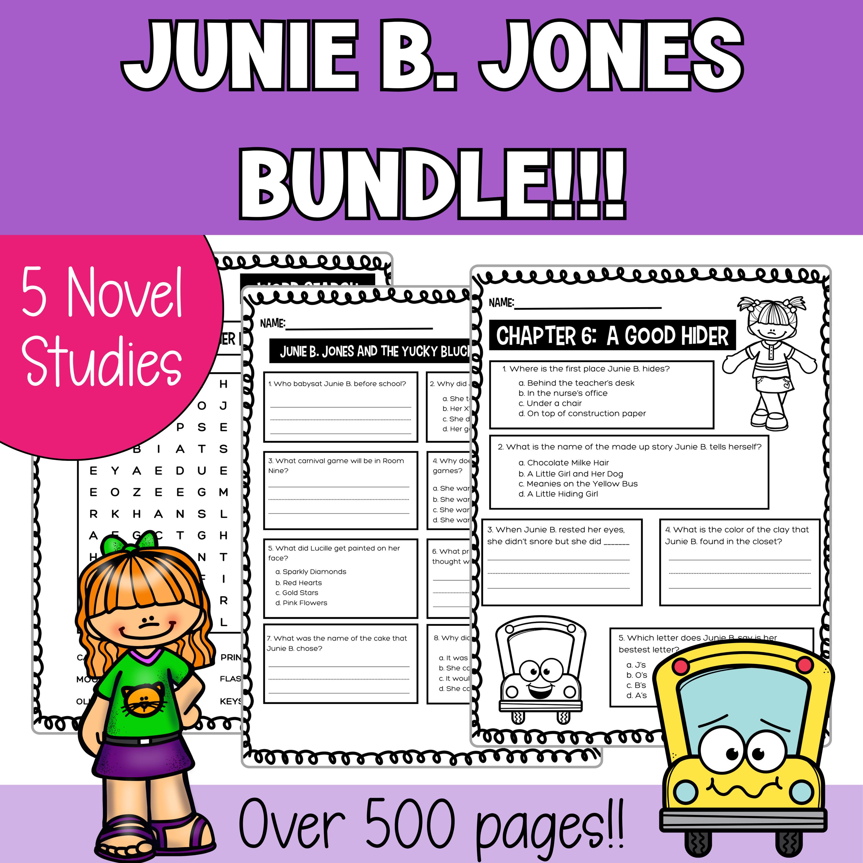 Junie B. Jones Novel Study Bundle: First 5 Books, Reading Comprehension ...
