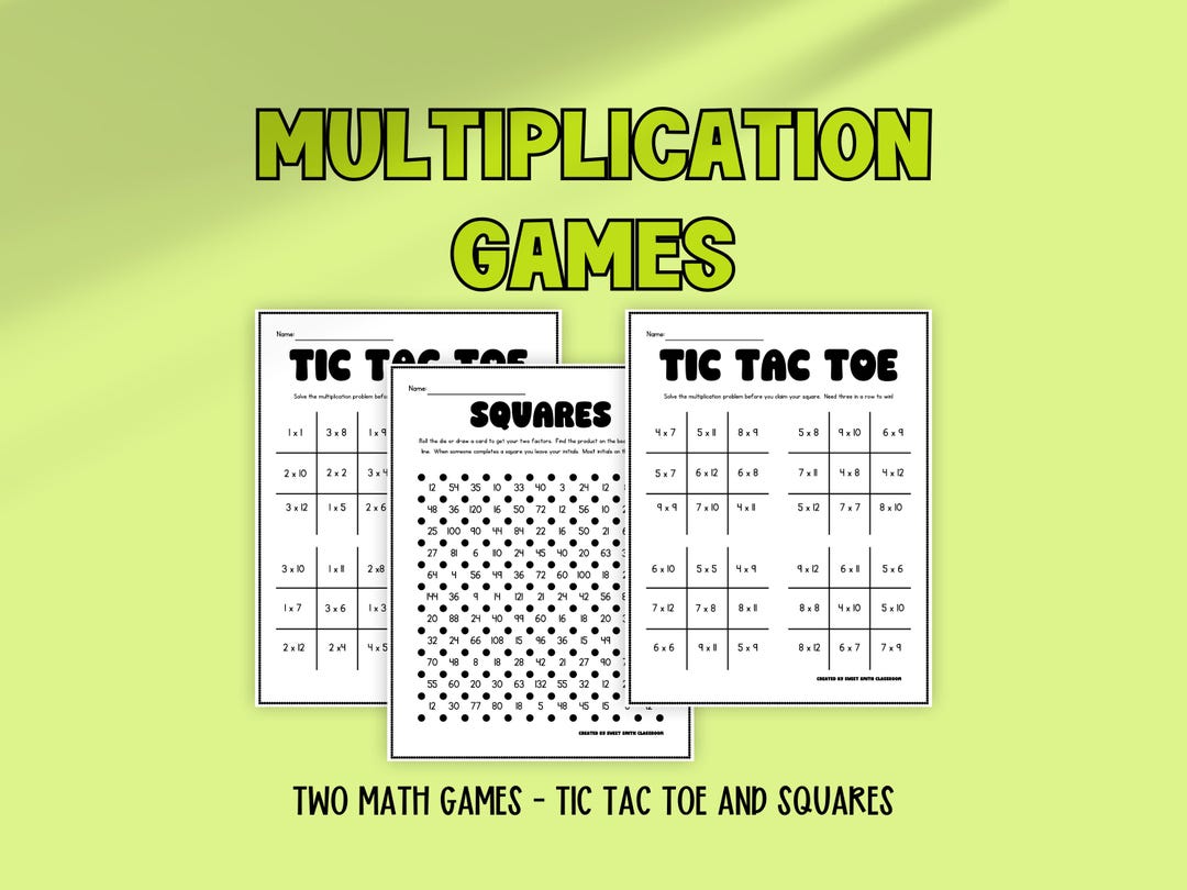 Multiplication Games Worksheets | Tic Tac Toe | Squares | Fact Fluency ...