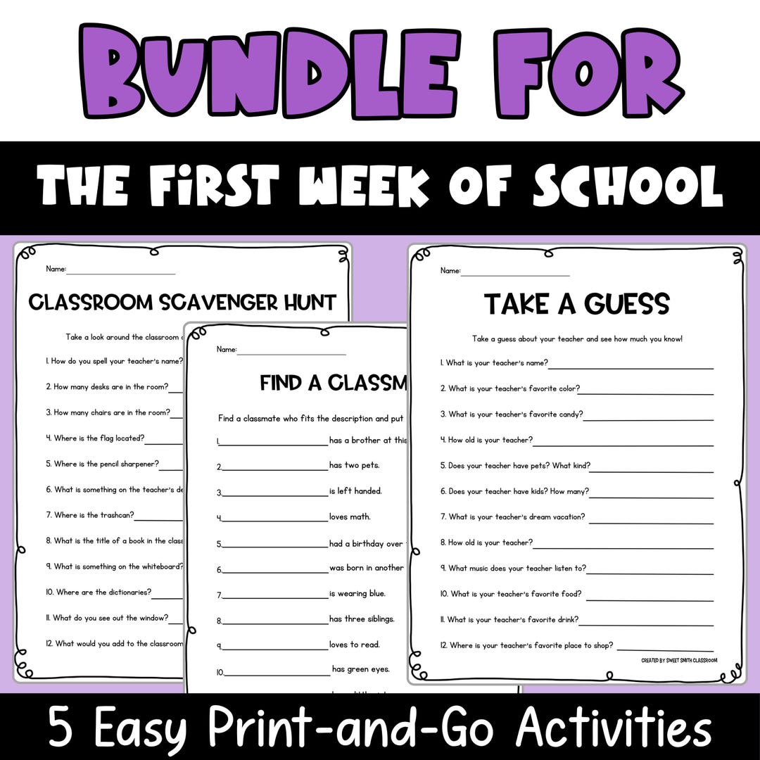 BUNDLE! Back to School Activities - First Week of School Worksheets ...