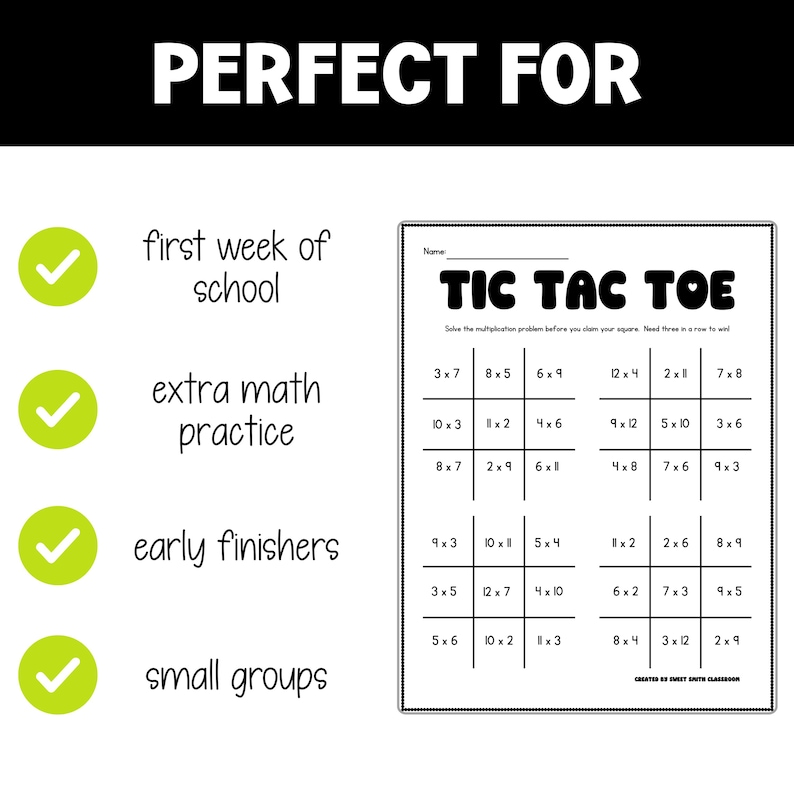 Multiplication Games Worksheets | Tic Tac Toe | Squares | Fact Fluency ...