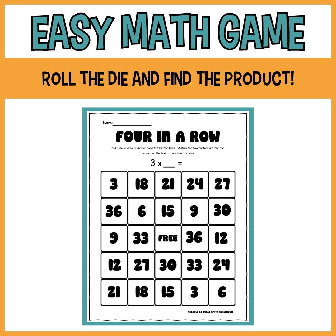 Multiplication Games | Four in a Row | Multiplication Practice ...